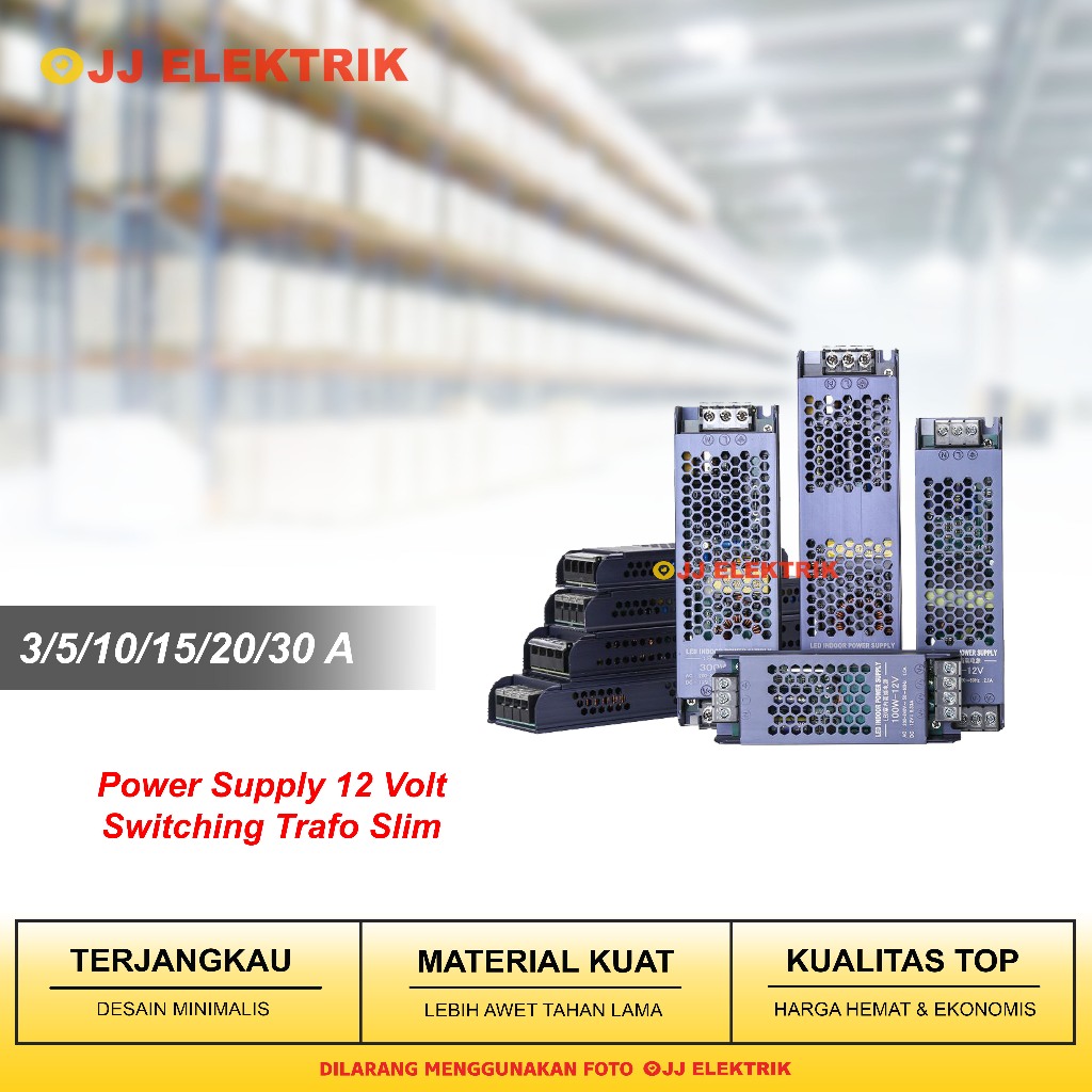 Jual Power Supply Slim Trafo 12V 5A 10A 15A 20A 30A CCTV LED Strip Bergaransi | Shopee Indonesia