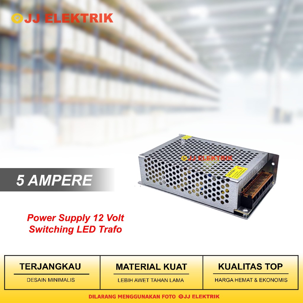 Jual Adaptor Power Supply 12V 5A Switching LED Trafo 5 Ampere | Shopee Indonesia