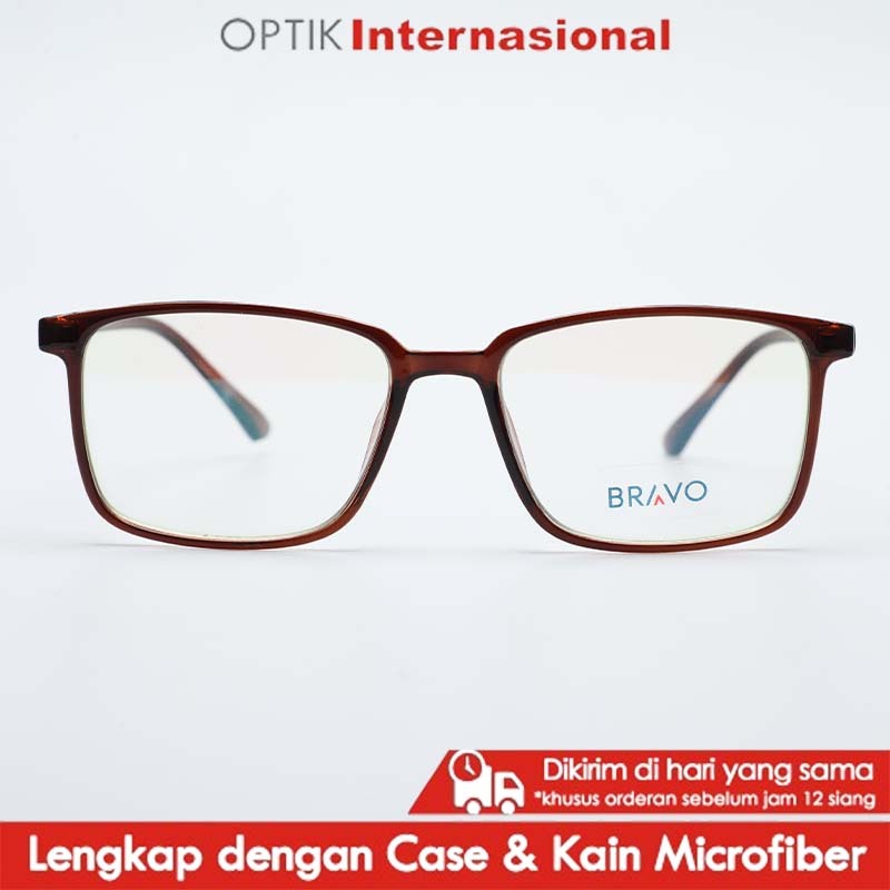 Jual BRAVO-2418 Frame Kacamata Pria Square Simple FREE Lensa Minus Berkualitas | Shopee Indonesia