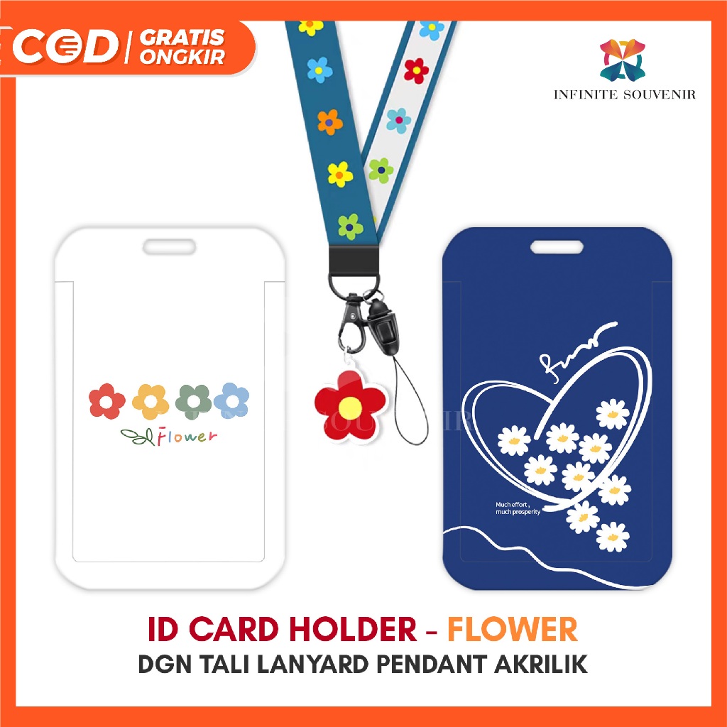 Jual [N003] FLOWER / Name Tag ID Card Holder Bunga Estetik / Blue ...