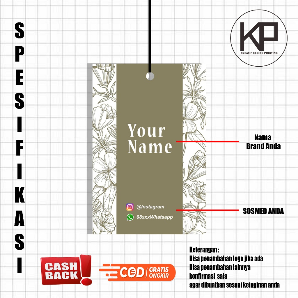 Jual Cetak Label Hangtag | Isi 100 Lembar/Pcs | Label Baju | Label ...