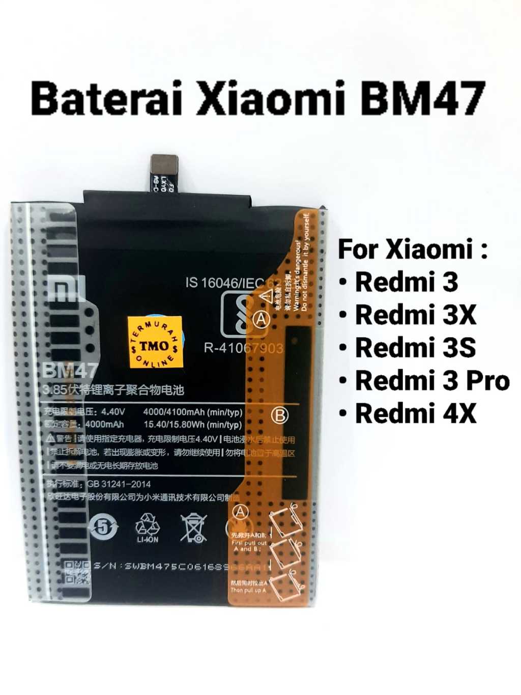 Jual Baterai /Battery Xiaomi BM47/ Baterai Xiaomi Redmi 3/ 3X/ 3S/ 3 PRO/ 4X | Shopee Indonesia