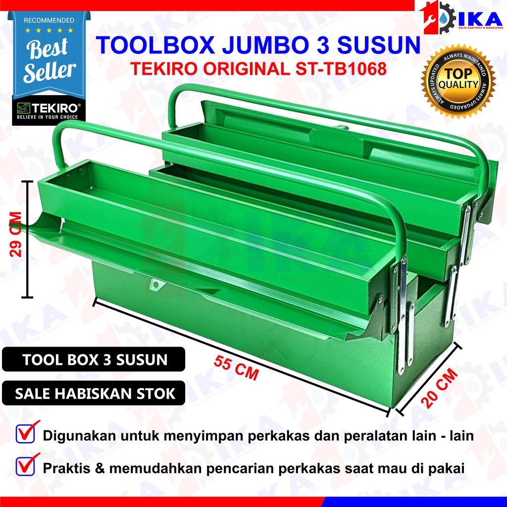 Jual TEKIRO Original Tool Box 3 Susun Toolbox Besi TEKIRO (550 X 200 X 290mm) ST-TB1068 | Shopee ...