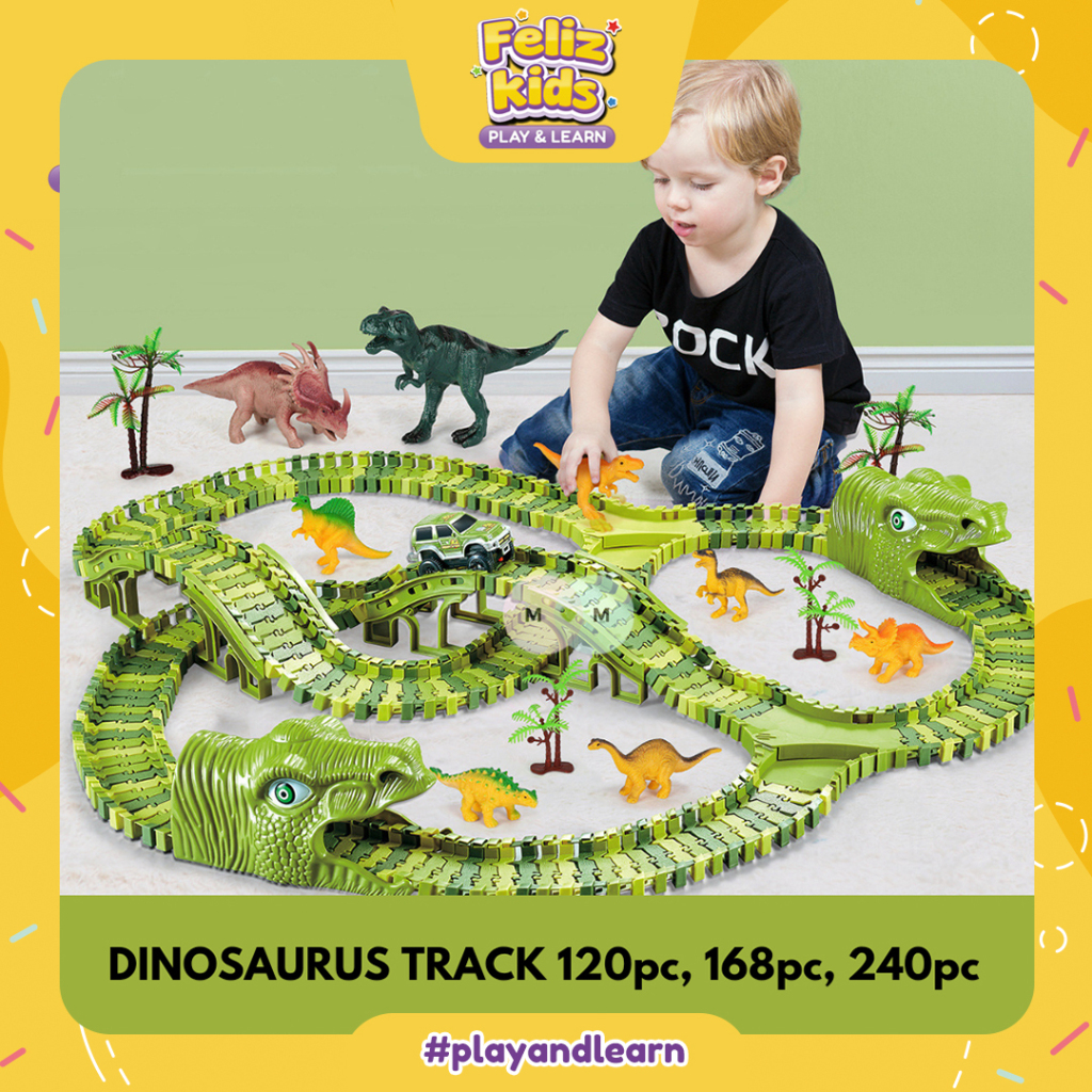 Jual [FELIZKIDS] [FK149] Mainan Dinosaurus Rel Mobil 240pcs 168pc 120pc ...