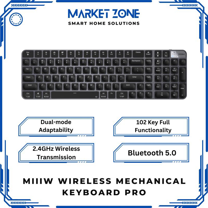 Jual MIIIW Wireless Mechanical Keyboard Pro 2.4GHz 102 Key Dual Mode ...