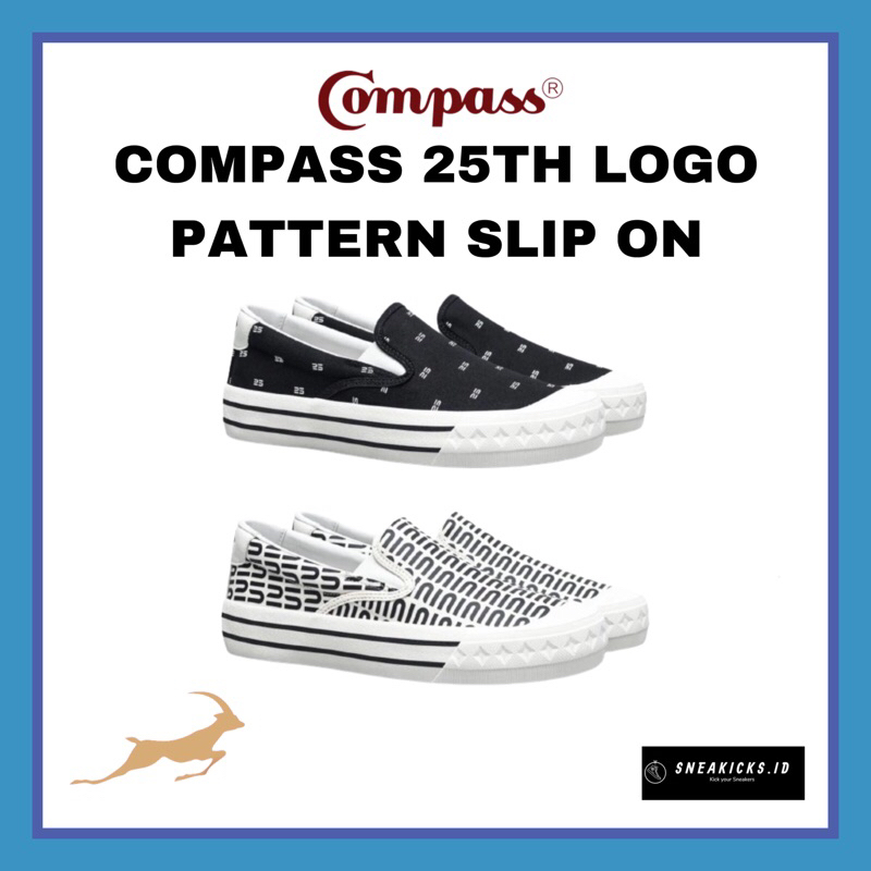 Jual [ORIGINAL] SEPATU COMPASS 25TH LOGO PATTERN SLIP ON LIMITED ...