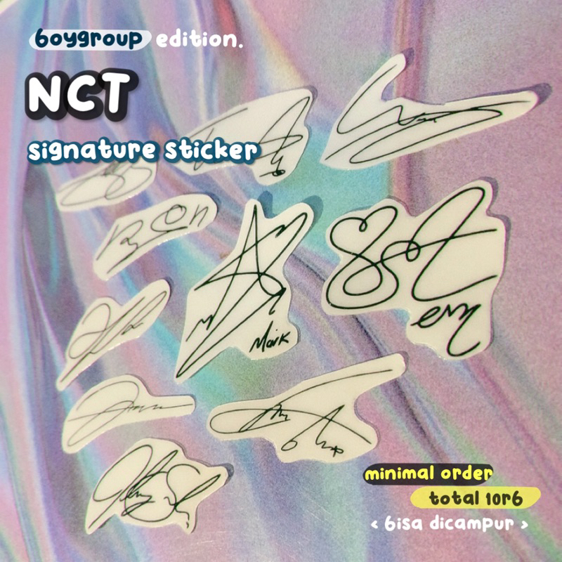 Jual nct signature sticker ♡ stiker transparan ttd tandatangan nct 127 ...