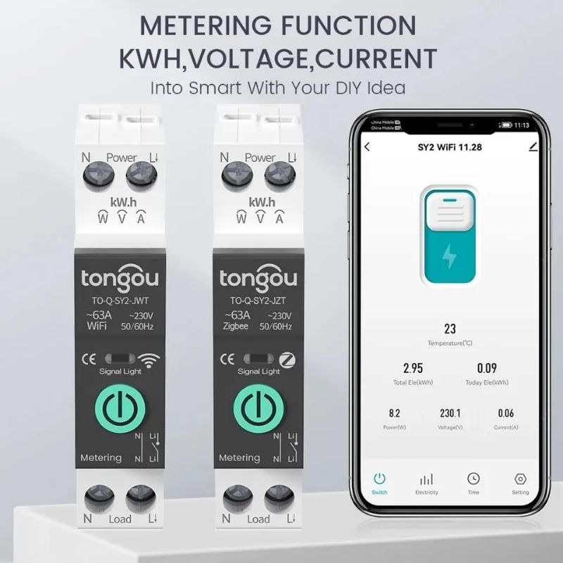 Jual ALMO Tongou Tuya ZigBee Wifi Smart MCB 1P 1A-63A SY2 Power ...