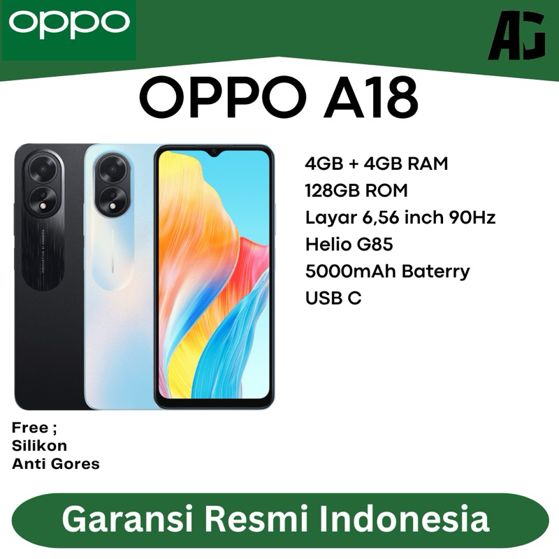 Jual OPPO A18 Ram 4GB + 4GB Rom 128GB | Black Blue | Shopee Indonesia