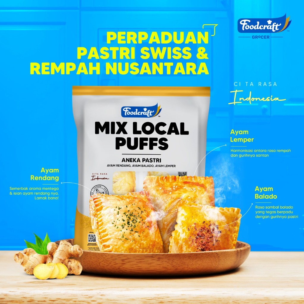 Jual Foodcraft Puffs Pastry Mix Local Puffs Pastri Aneka Rasa Rendang Balado Lemper Isi 6 Sachet ...