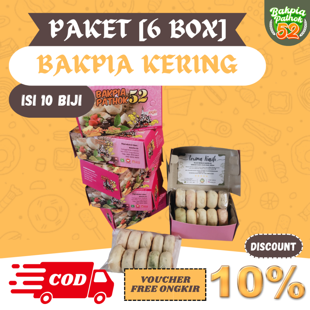 Jual PAKET [6 BOX] BAKPIA KERING ISI 10 BIJI | Shopee Indonesia