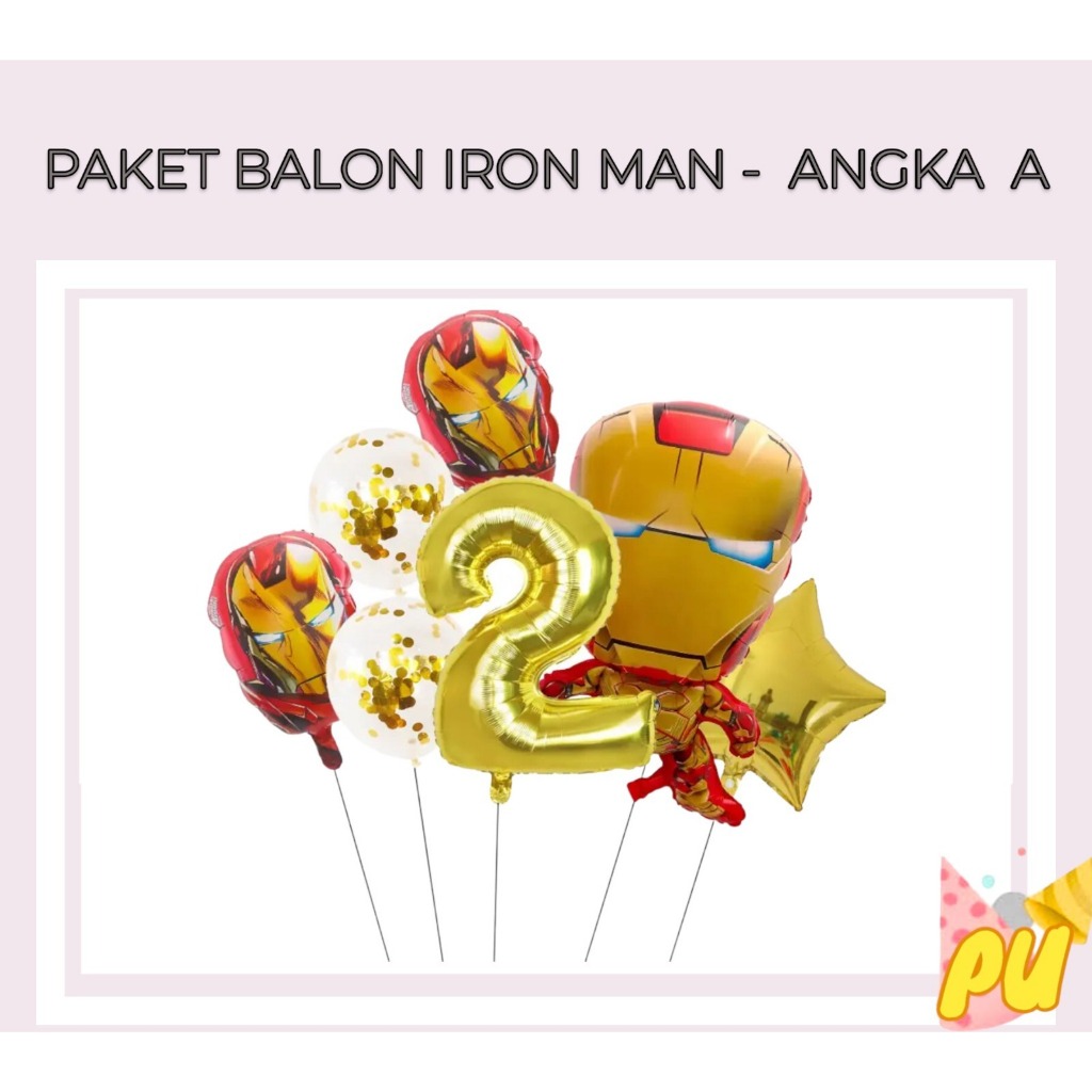 Jual Paket Balon IRON MAN Angka A / Dekorasi Ulang Tahun IronMan ...