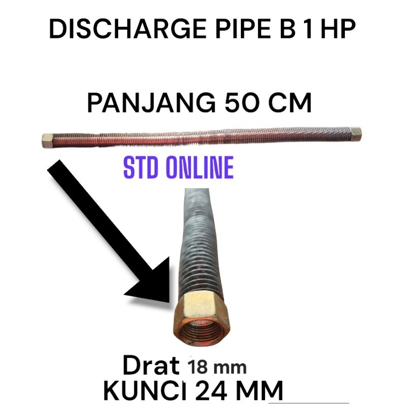 Jual DISCHARGE PIPE KOMPRESOR 1HP PANJANG 50 CM (DRAT 18MM/KUNCI 24)HARGE PIPE KOMPRESOR 1HP ...