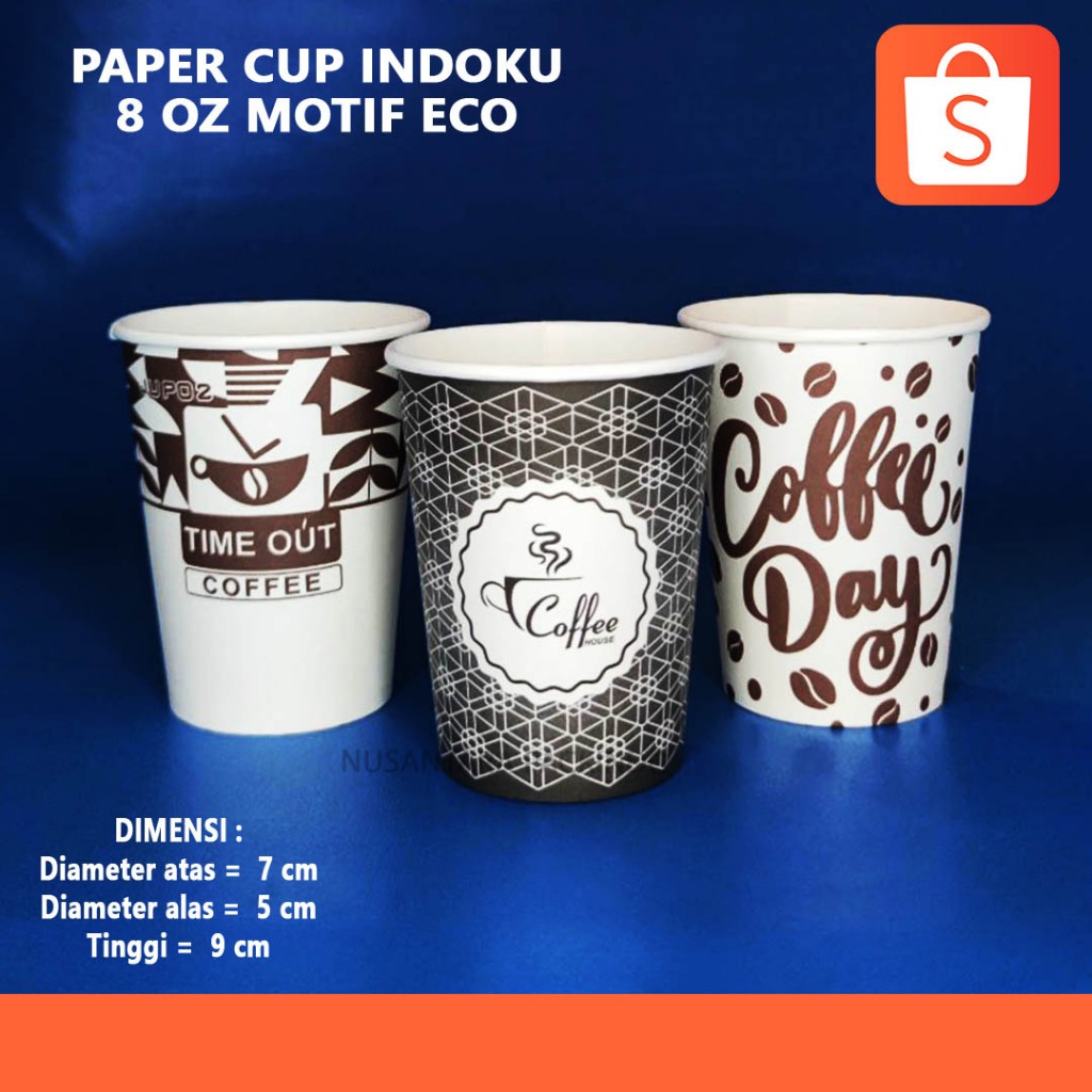 Jual Paper Cup Indoku 8 Oz Motif Eco (50pcs) | Shopee Indonesia
