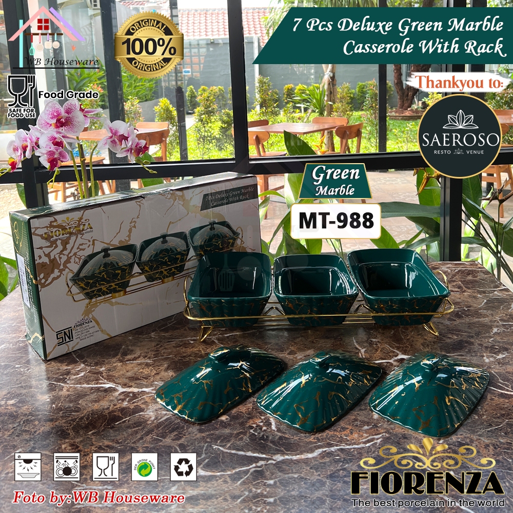 Jual FIORENZA prasmanan set segi isi 3 + tutup + rak motif marble ...