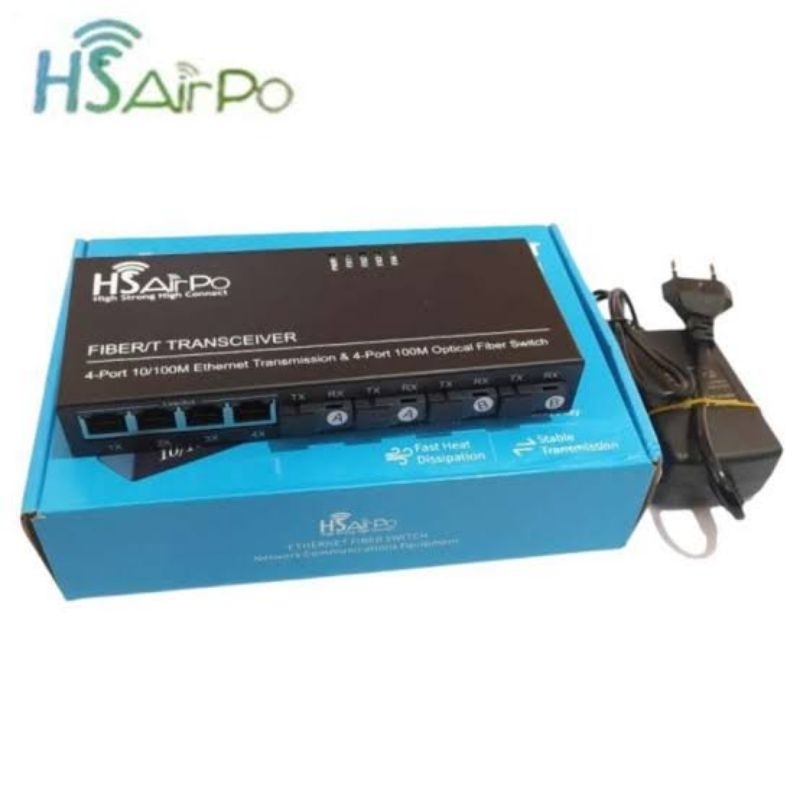 Jual Media converter HTB 4FO 4LAN bekas normal komplit adaptor | Shopee ...