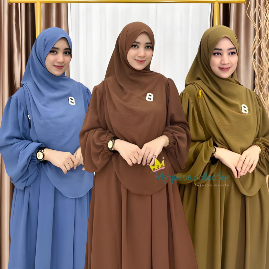 Jual Gamis set hijab Luna syar'i pasmina oval cringkel airflow premium ...