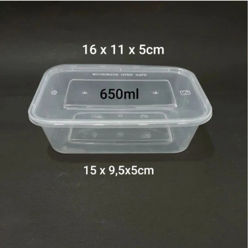 Jual (ISI 25PCS - KOTAK650) Box Plastik Bening 650ml/ Kotak Makan ...
