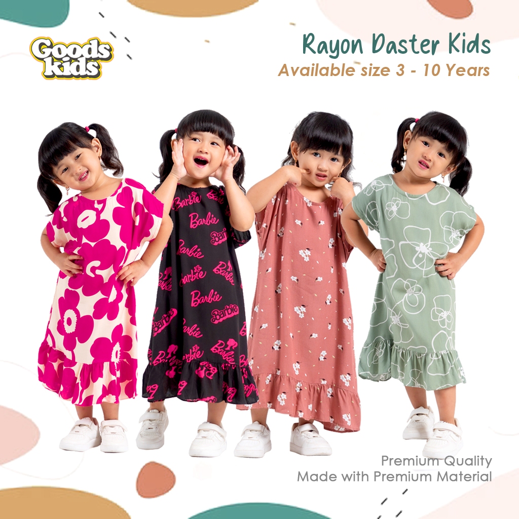 Jual Daster Anak Perempuan Usia 3-10 Tahun Motif Lucu Bahan Rayon ...
