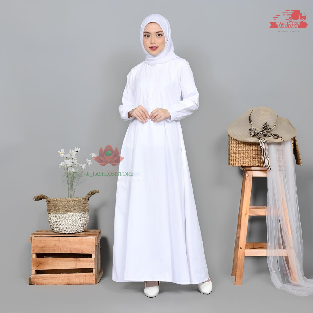 Jual GAMIS PUTIH WANITA DRESS BASIC DAILY SIMPLE REMAJA SYARI | Shopee ...