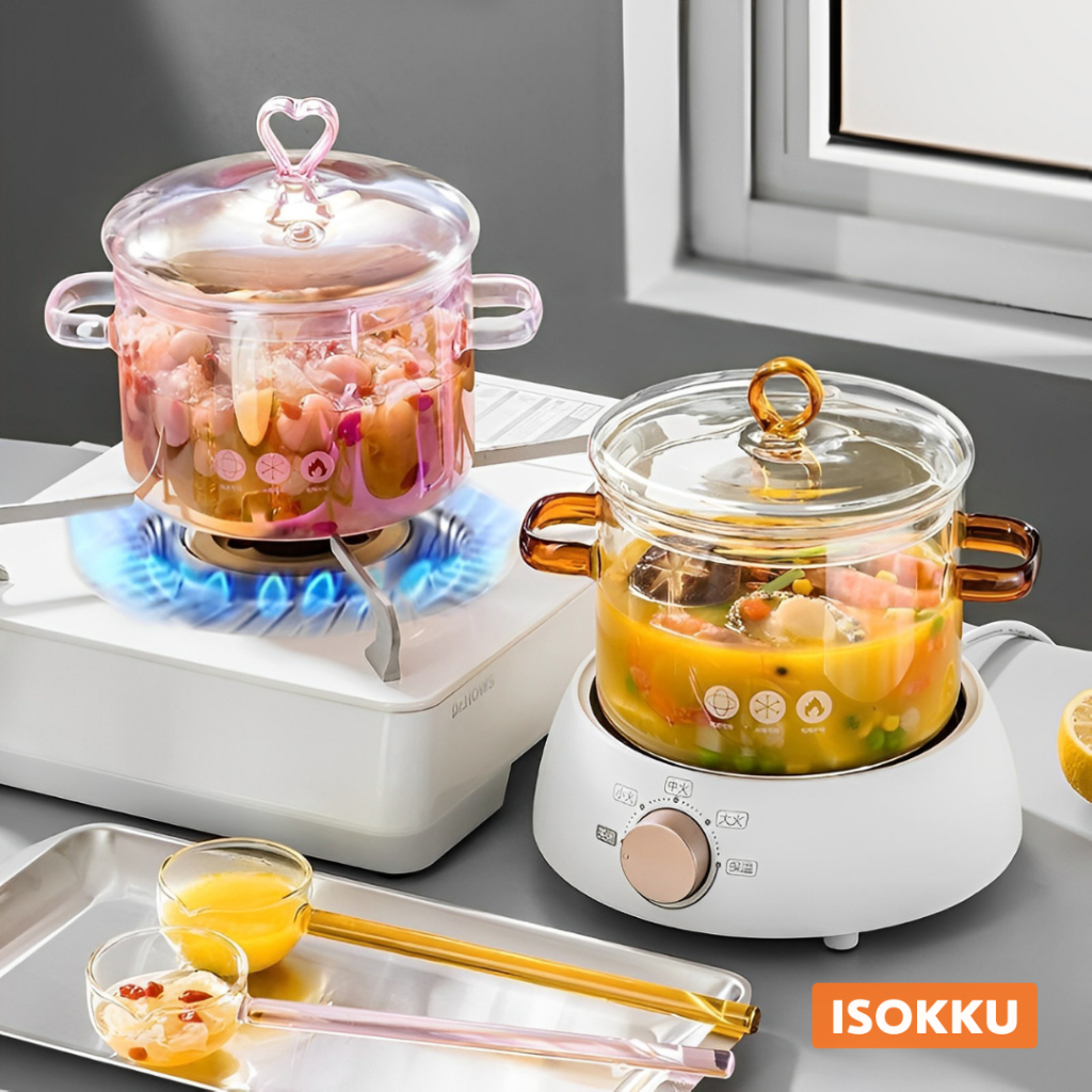 Jual Pot Panci Kaca Transparant Tahan Panas Panci Masak Kaca Bening ...
