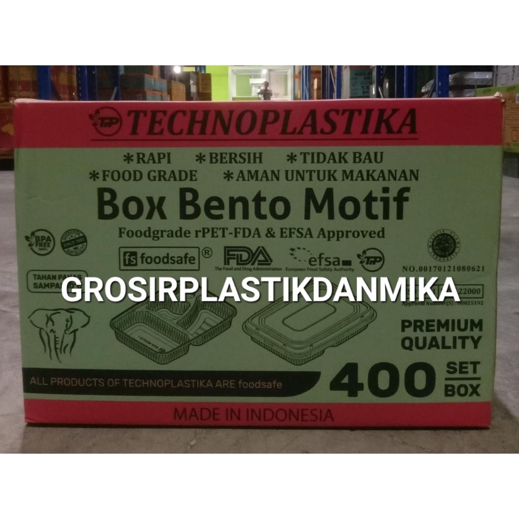 Jual [ GRAB / CARGO ] 1 KARTON MIKA BOX BENTO MOTIF SEKAT 4 ISI 400 SET ...