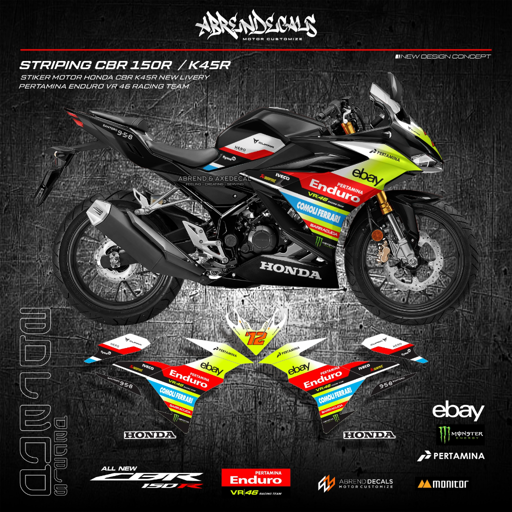 Jual STRIPING CBR 150 R NEW K45R LIVERY ENDURO VR 46 RACING TEAM MOTO GP 2024 / STIKER MOTOR ...