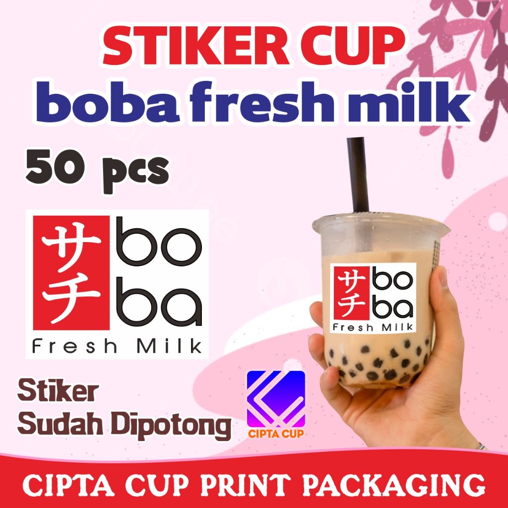 Jual stiker cup label gelas BOBA FRESH MILK anti air 50 pcs | Shopee ...