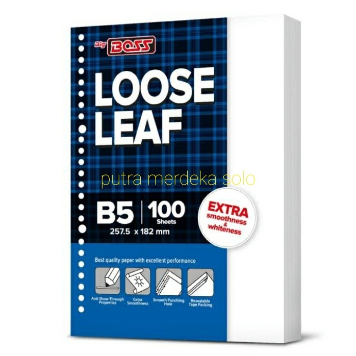 Jual Loose Leaf Big Boss B5 26 Holes POLOS isi 100 Lembar / KERTAS ...