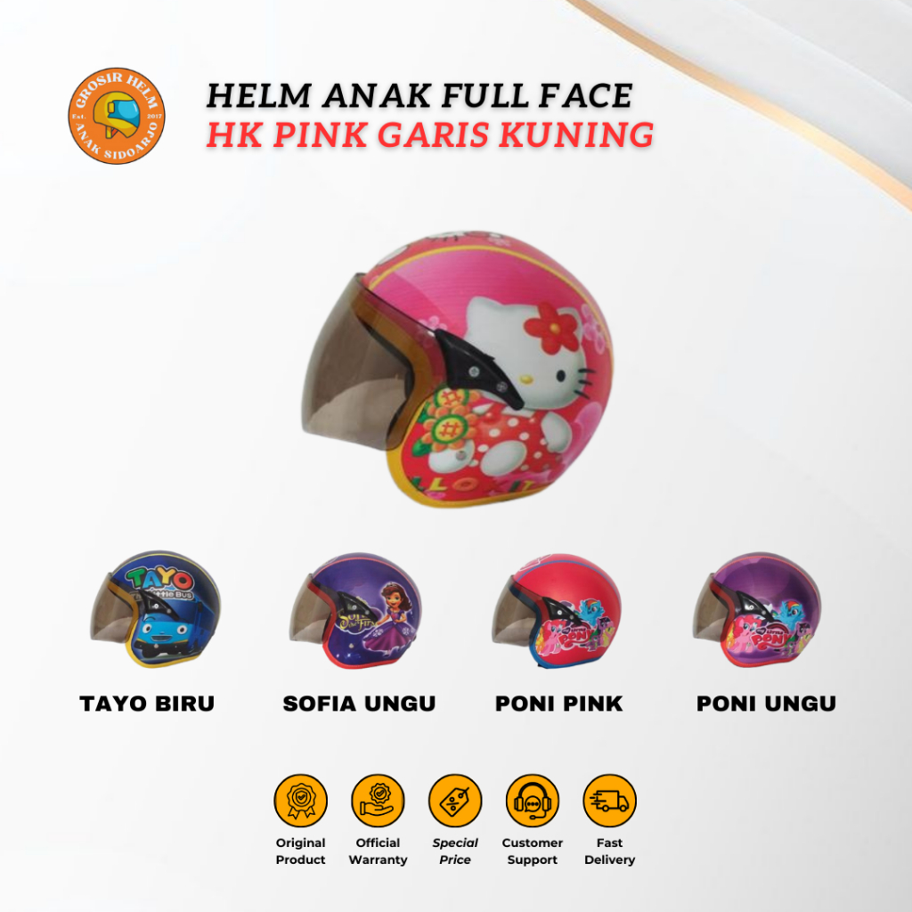 Jual Helm anak full face usia 2-7 tahun berbagai motif lucu- helm anak ...