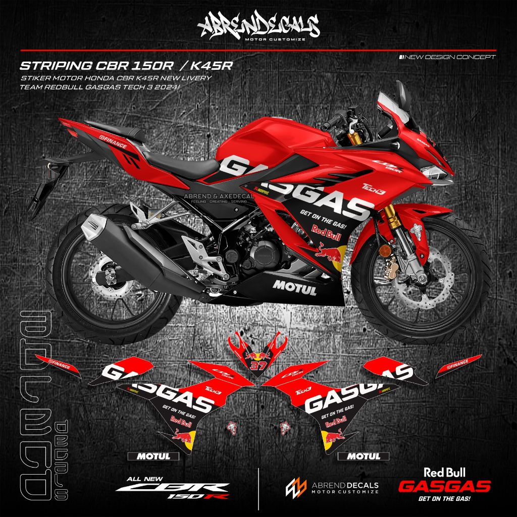 Jual Striping CBR 150 R New K45R Livery Gasgas Moto GP 2024 Racing Team / Stiker Motor Honda CBR ...