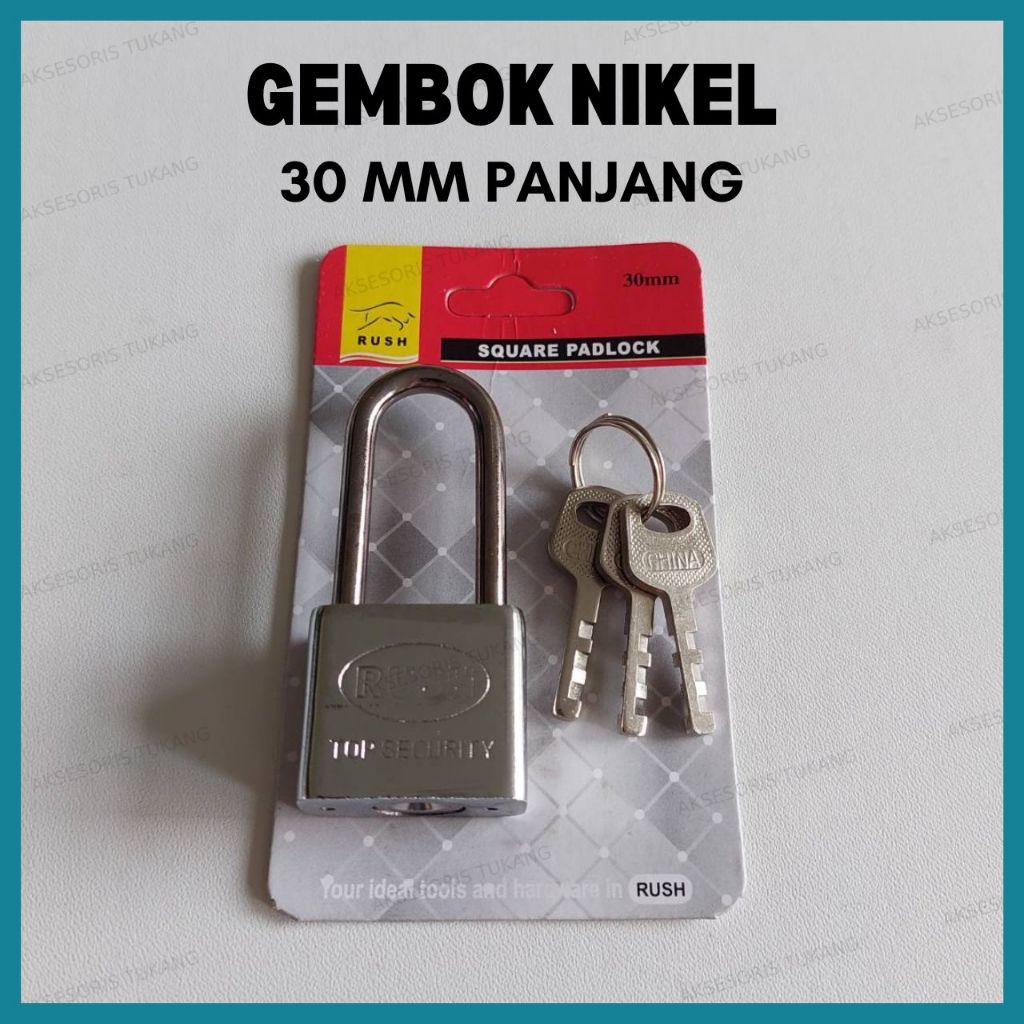 Jual Gembok Nikel Pintu Pagar 30 mm Panjang Rush / Gembok Nekel 30mm ...