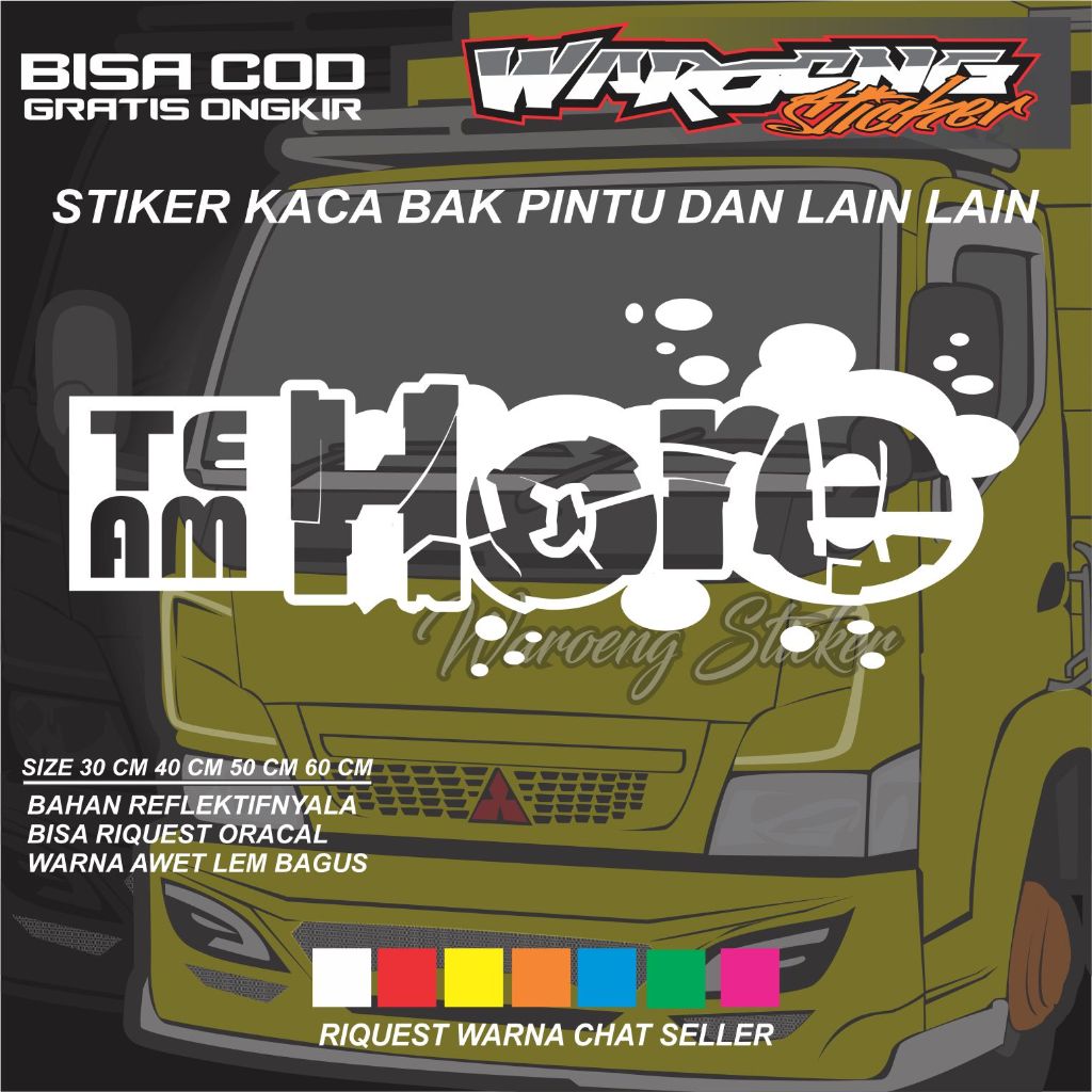 Jual TEAM HORE STICKER STRIP KACA MOBIL TRUK DAN PICK UP REFLECTIVE ...
