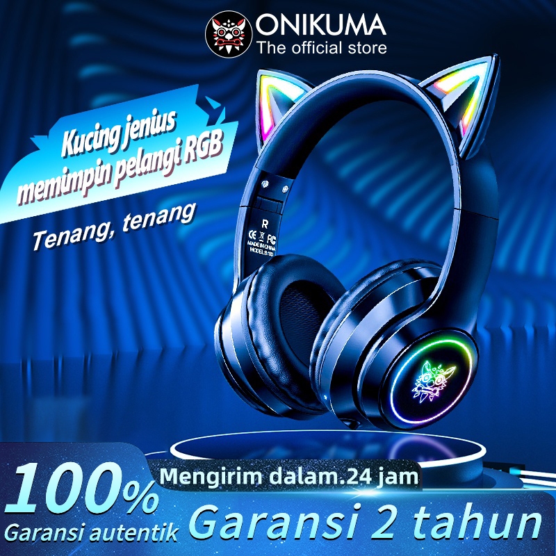 Jual Onikuma B90 RGB Kucing Telinga Bass Kuat Bluetooth 5.0 Pengurangan ...
