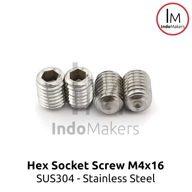Jual Hex Socket Grub Screw / Baut Tanam Stainless M4 x 16mm | Shopee ...