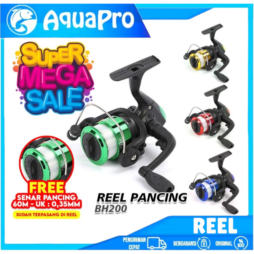 Jual Reel Pancing Pemula Tipe SPINNING 200 Fishing Reel Free Senar ...