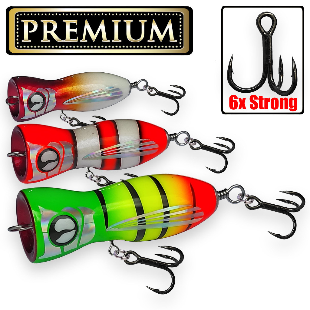 Jual Umpan Popper 5cm 6cm 7cm Handmade Bahan Kayu Mahoni Casting Popping Termasuk Treble Hook ...