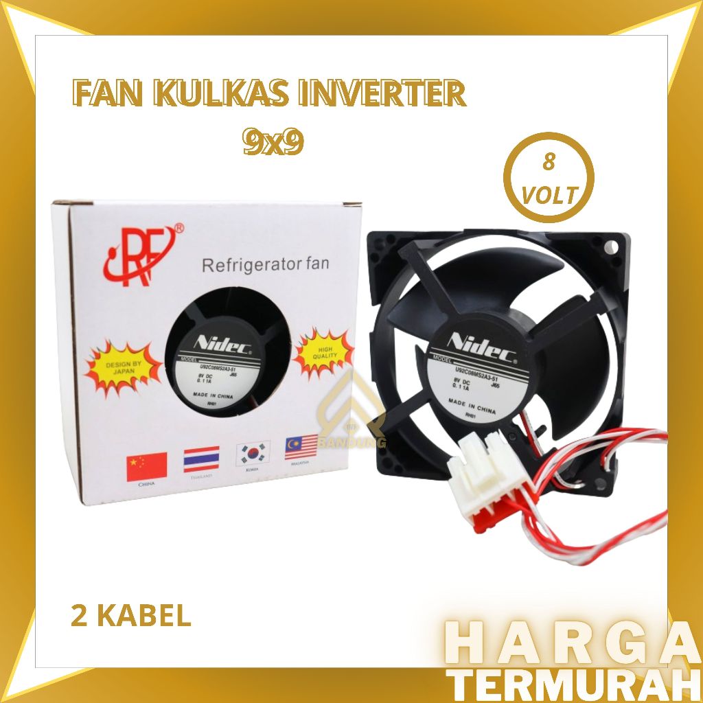 Jual FAN KOTAK SANYO INVENTER DC 8V 9X9 NIDEC | MOTOR FAN KULKAS DC 8V ...