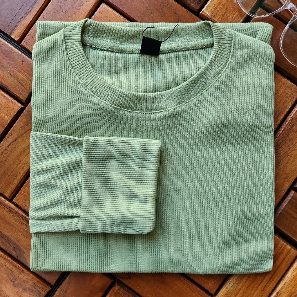 Jual Baju Rib Wanita Basic Rib lengan panjang Kaos Rajut | Shopee Indonesia