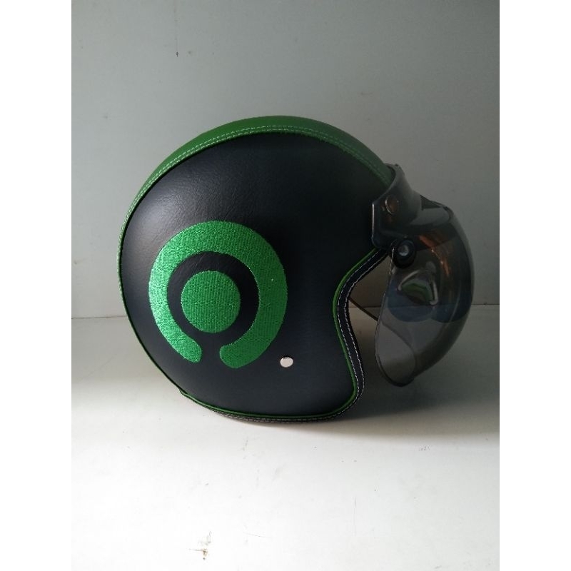 Jual Helm Retro Bogo dewasa full kulit motif Gojek | Shopee Indonesia