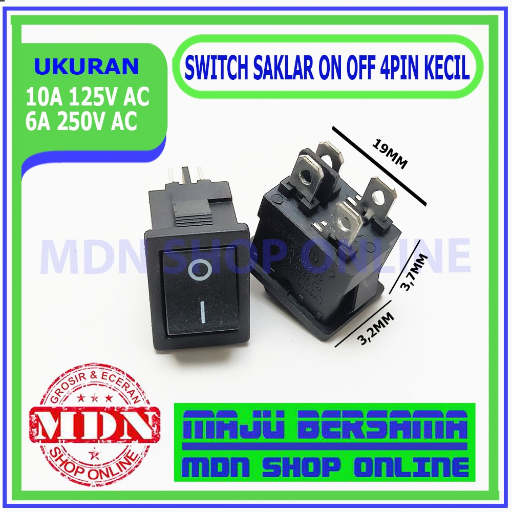 Jual Switch saklar on off 4pin hitam mini bagus | Shopee Indonesia