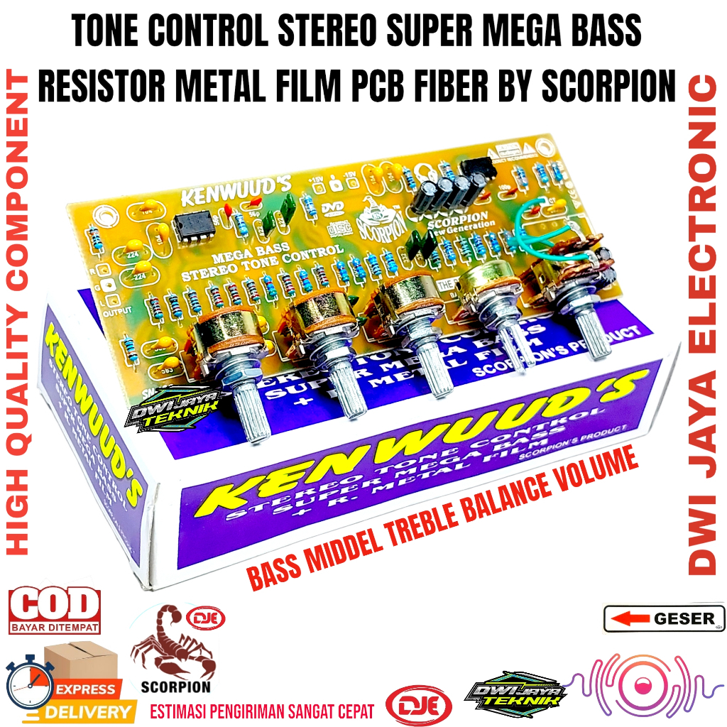 Jual Tone Control Stereo Super Mega Bass Resistor Metal Film PCB FIBER ...