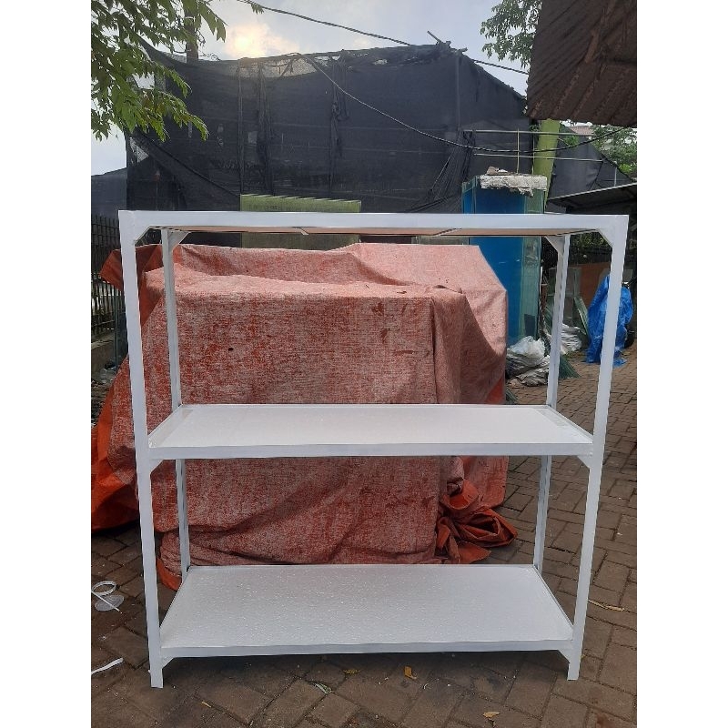 Jual Rak Besi Siku 3 Susun Ukuran 120x40x130 Cat Putih | Shopee Indonesia