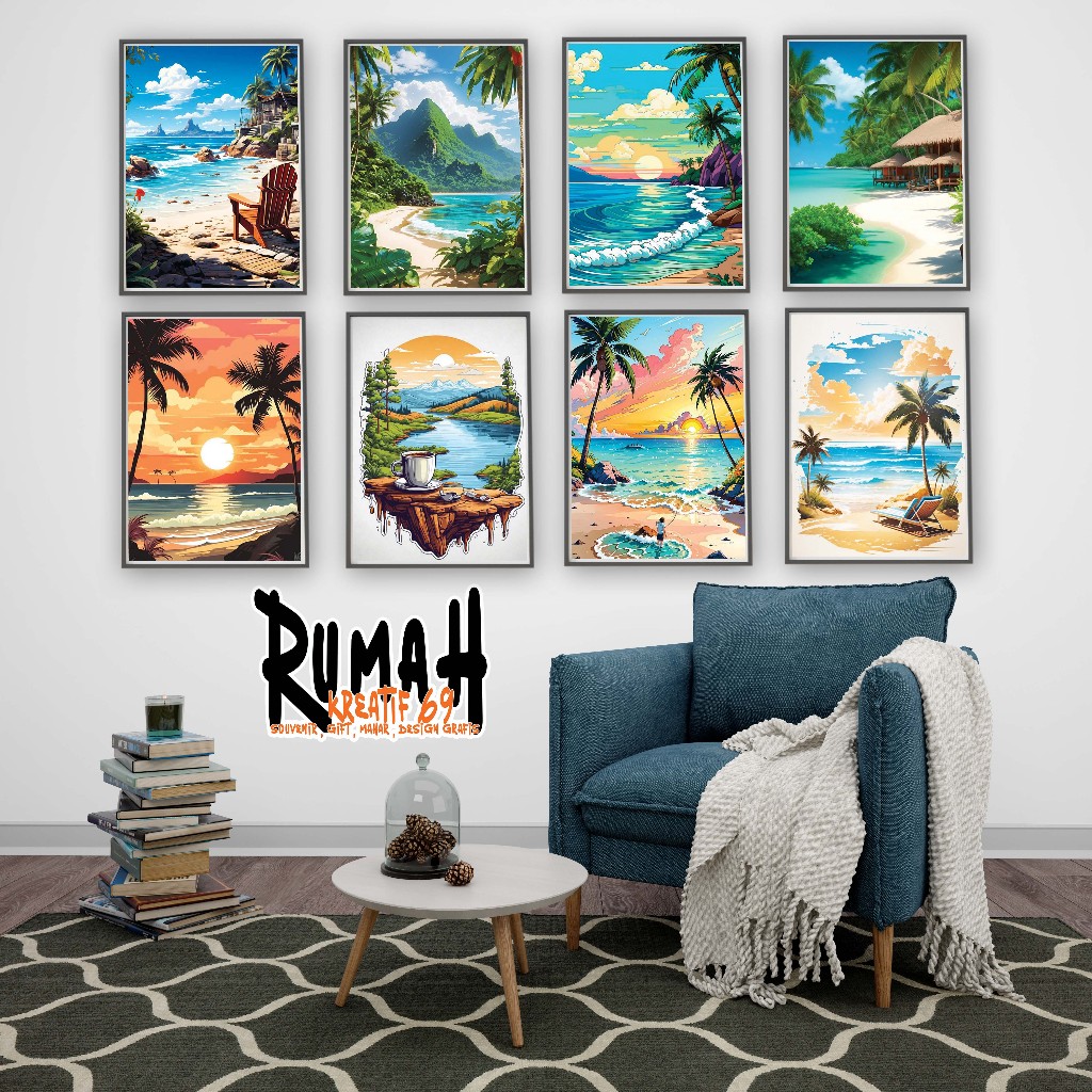 Jual Poster dinding vector pemandangan keren A4 untuk di kamar aestetic ...