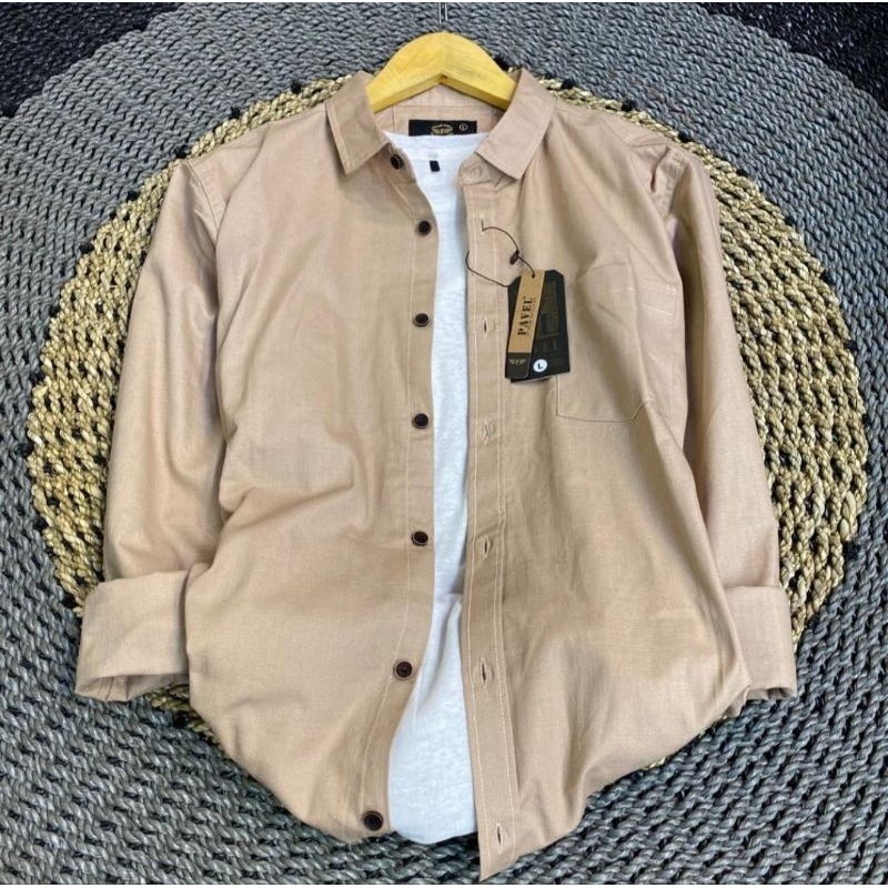 Jual flanel polos cream / polos kemeja cream/ kemeja kemko navy polos ...