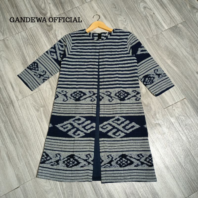 Jual GANDEWA TENUN || Dress Tunik Tenun Blanket Motif Salur Lurik Toraja Belahan Daleman Polos ...