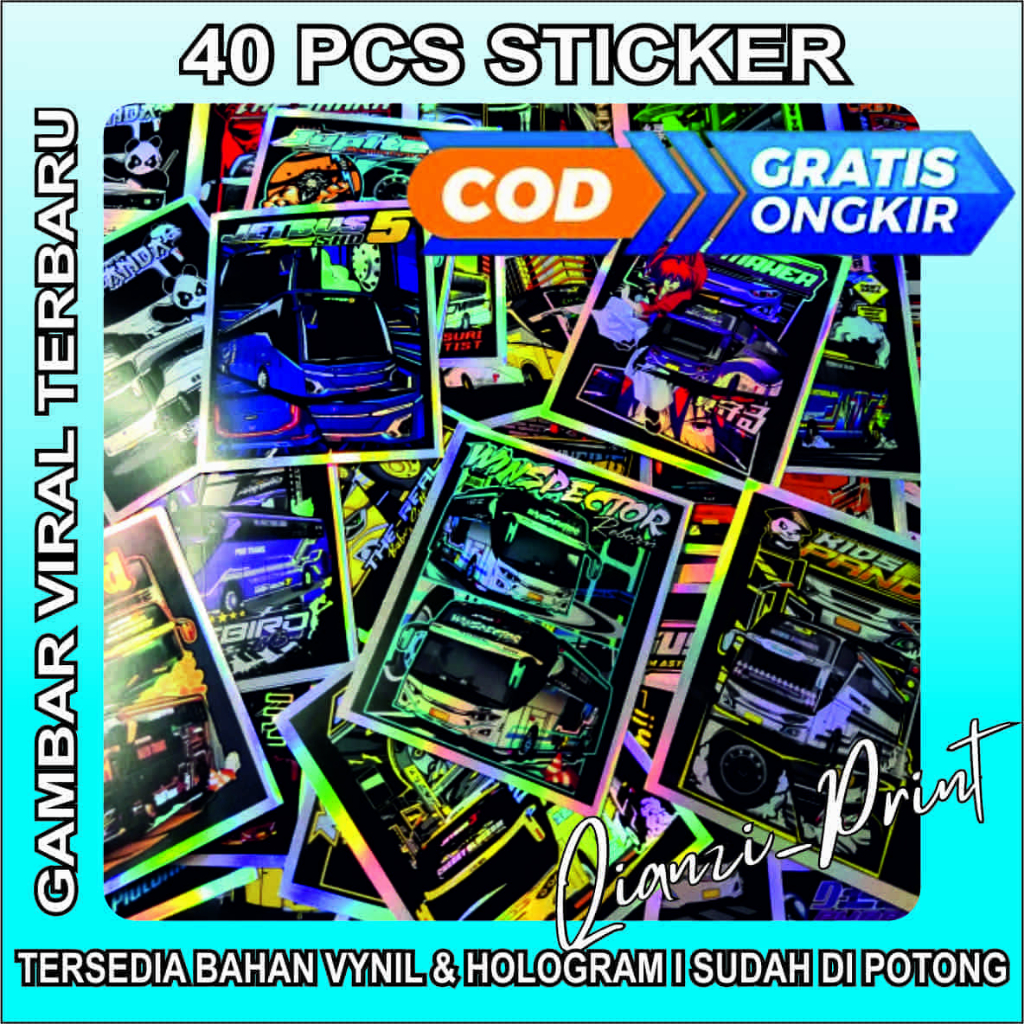 Jual Sticker Bus Basuri Viral Gambar Mix Dan Sudah Dipotong 40pcs ...