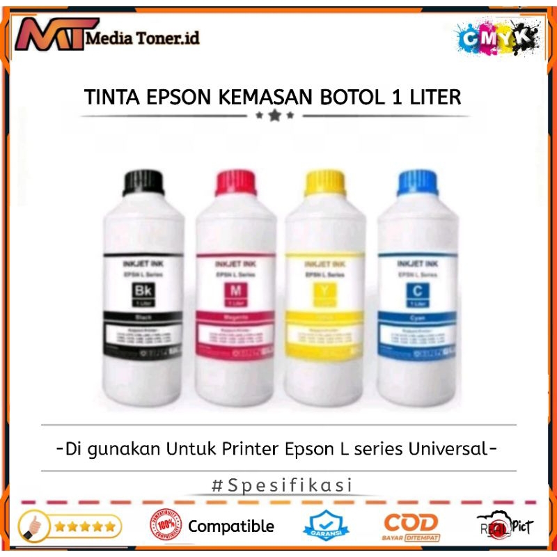 Jual Jual tinta Epson L series 1 liter /botol Universal ink-jet Color ...