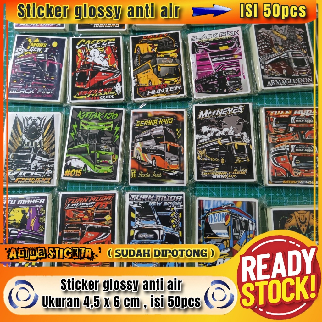 Jual (Isi 50 pc) Stiker Bus Basuri Sticker Bus Viral Sudah Cutting ...