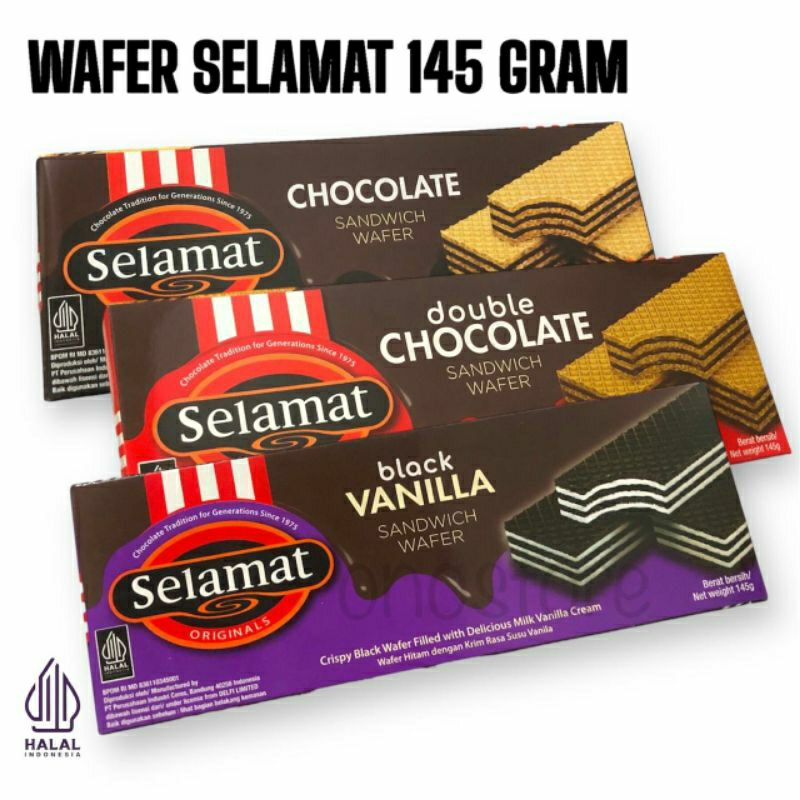 Jual Wafer Selamat 145 gram Chocolate Double Chocolate Black Vanilla ...
